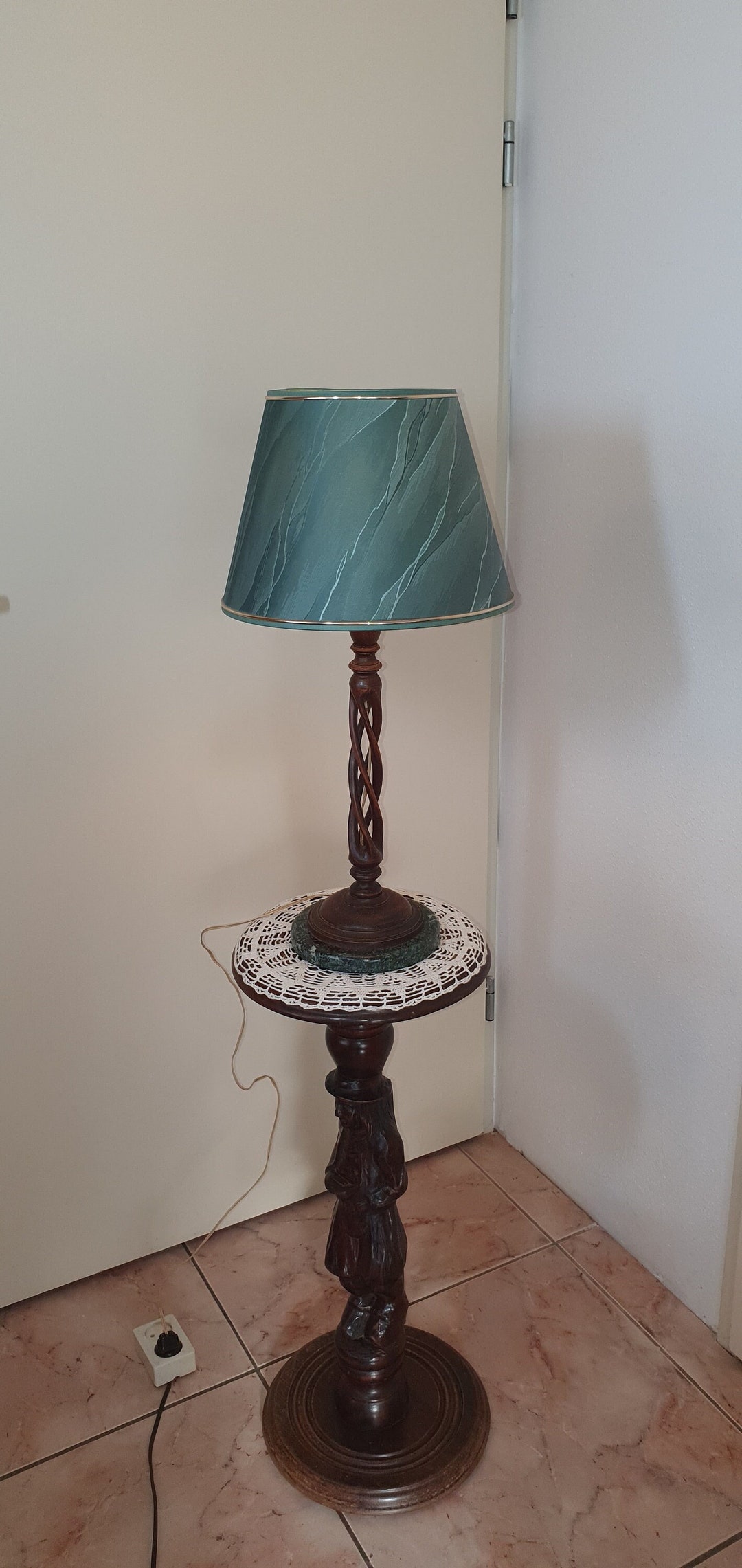 Special Antique Barley Twist Table Lamp Candlestick Made of Wood and ...