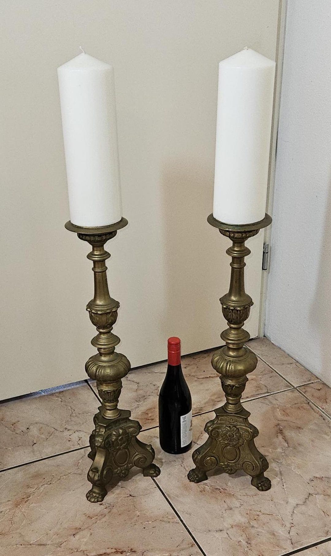 Pair of Baroque Brass/bronze Church Candlesticks (9.633kg) - Etsy
