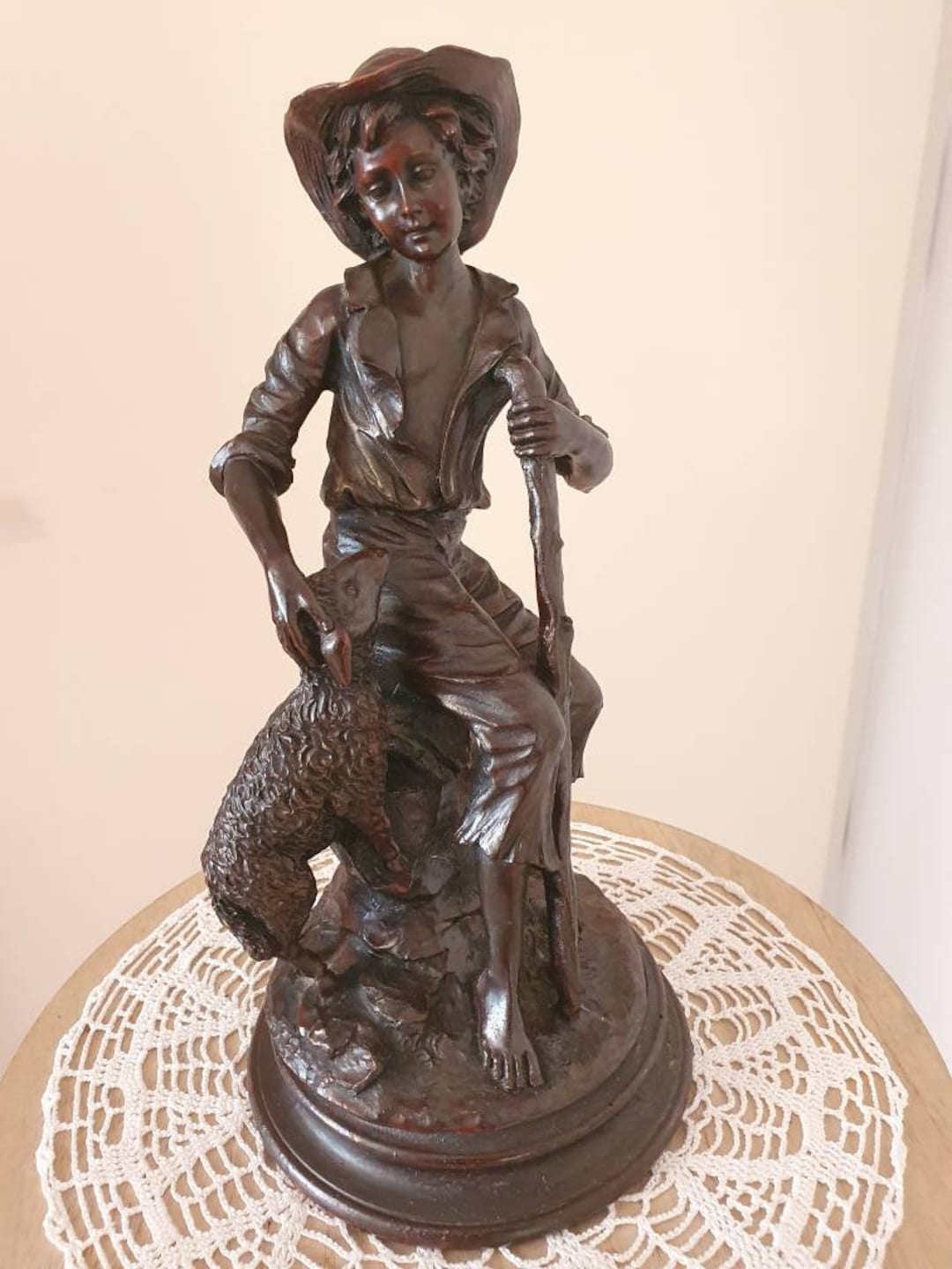 Mario Pegoraro Signed Sheep Herder Statue - Etsy