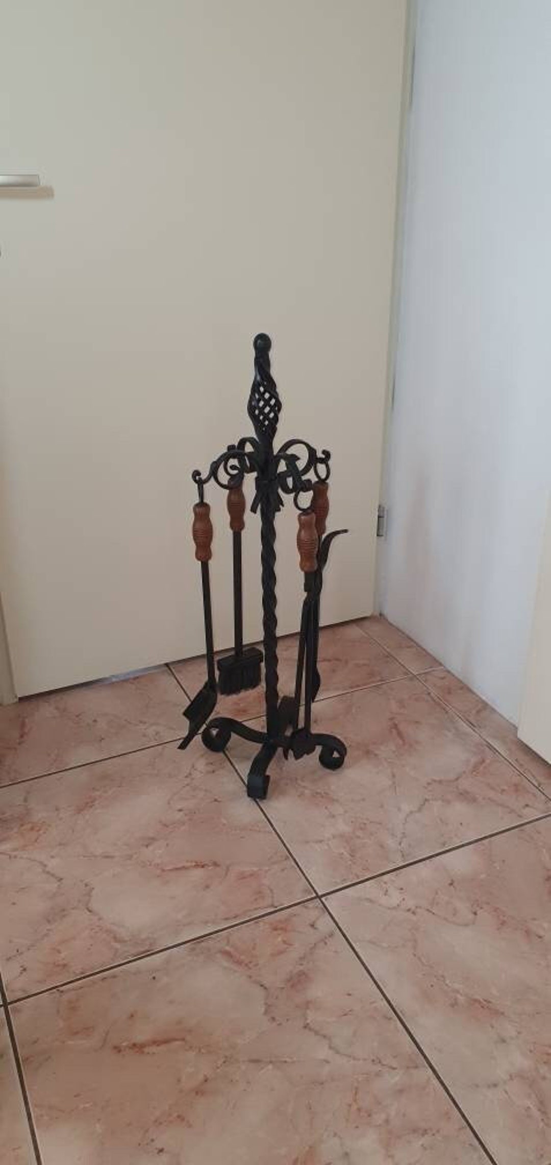 Vintage Heavy Iron Fireplace Set - Etsy