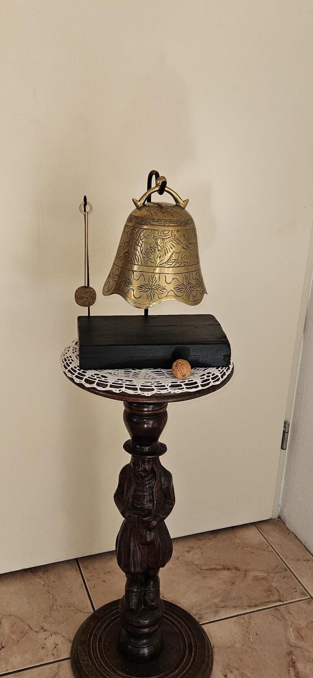Antique Asian Temple Gong Bell on Wooden Holder - Etsy