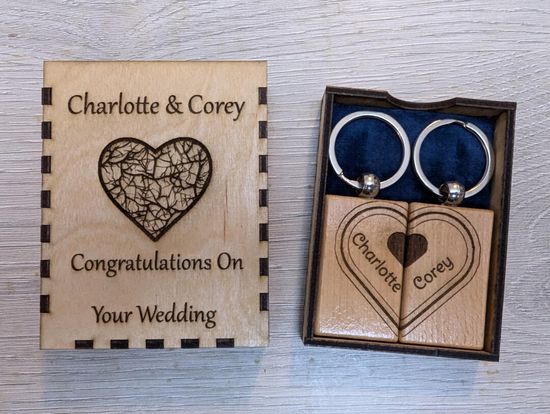 Matching Wedding Date Keepsake Keyrings in a Handmade Box, Unique ...