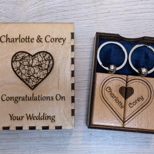 Matching Wedding Date Keepsake Keyrings in a Handmade Box, Unique ...