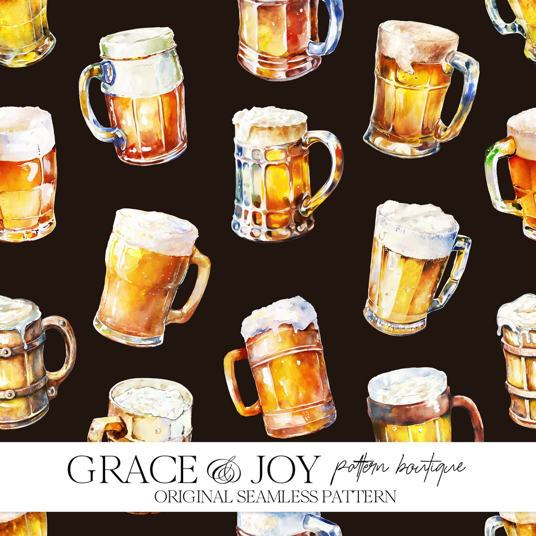 Beer Mug Seamless Pattern, Commercial Use, Digital Download, Print on ...