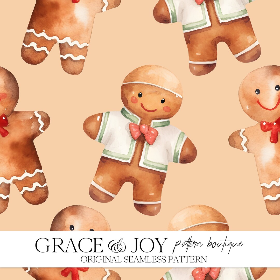 Cute Gingerbread Man Seamless Pattern - Holiday Theme Design for Print ...