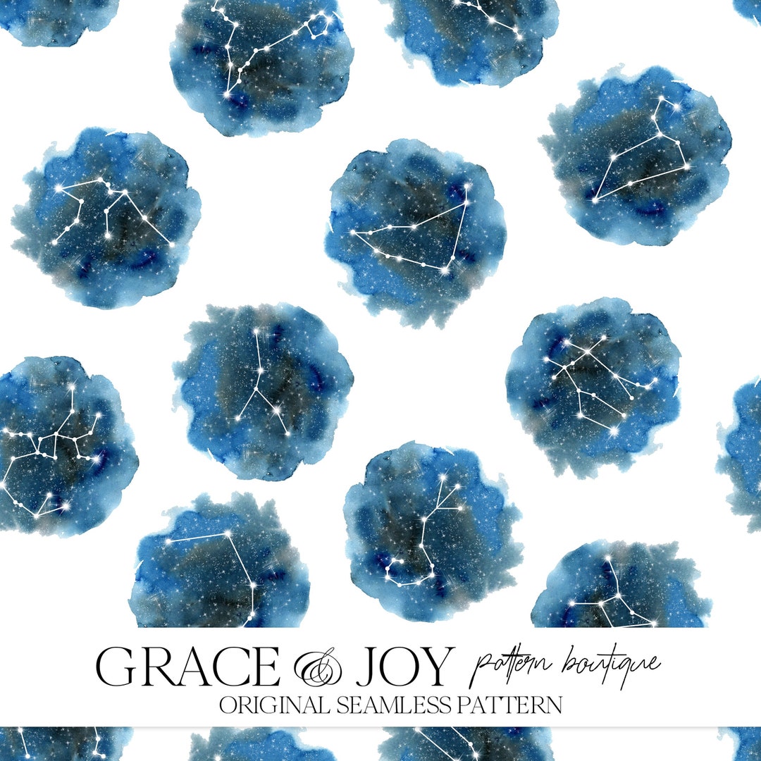 Watercolor Zodiac Star Signs Seamless Pattern: Celestial Theme ...