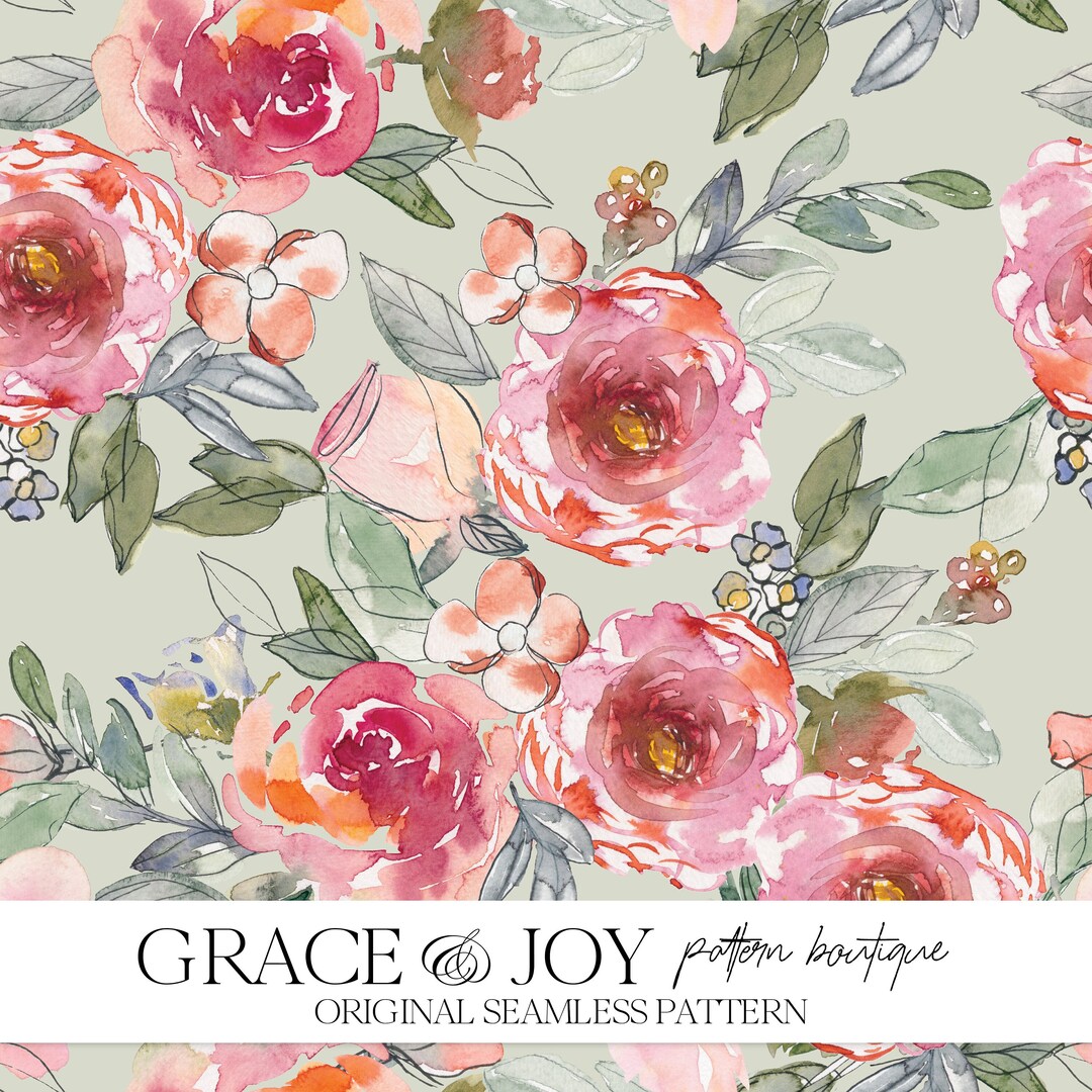 Pastel Watercolor Flower Seamless Pattern, Print on Demand, Commercial ...