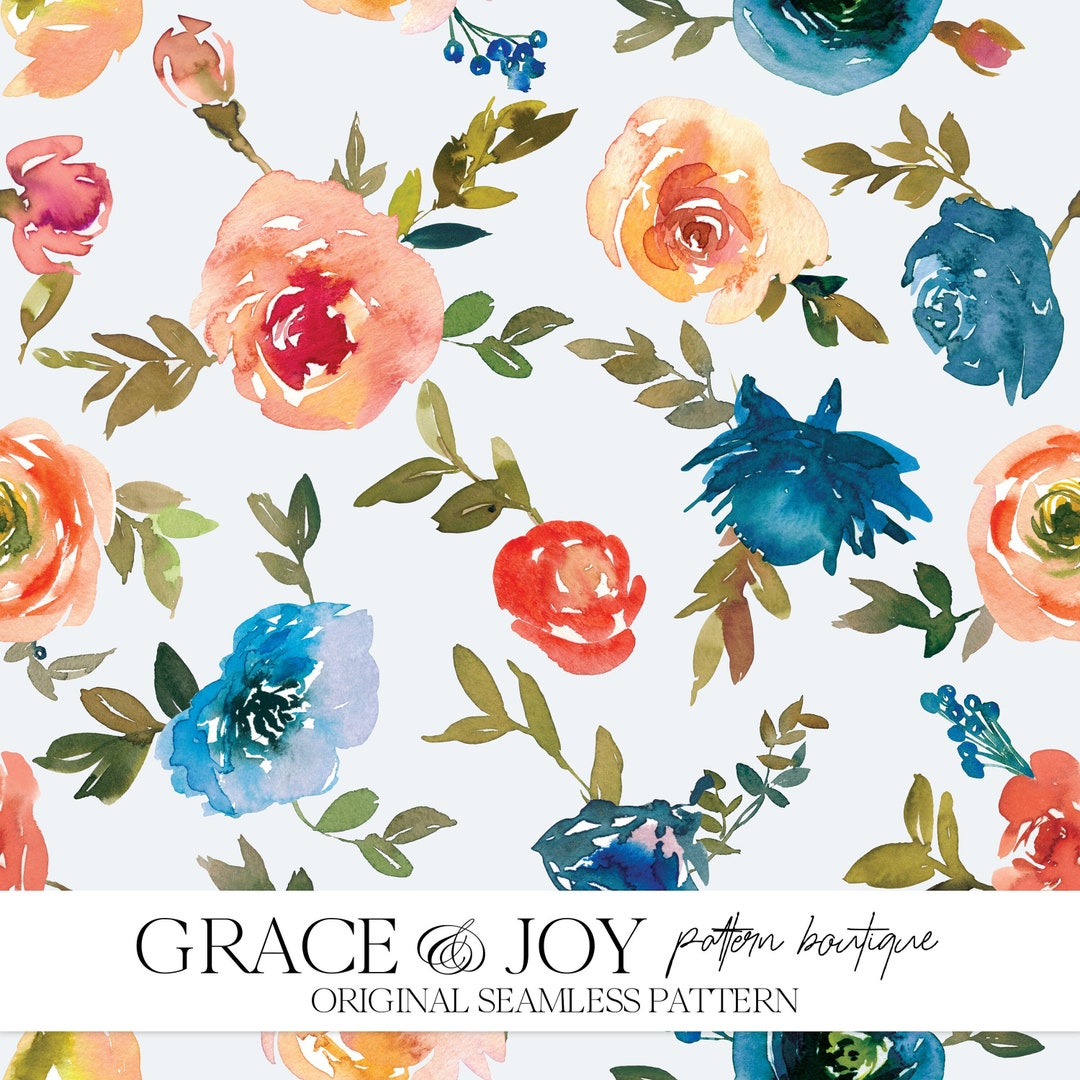 Colorful Floral Summer Seamless Pattern - Digital Download, Commercial ...