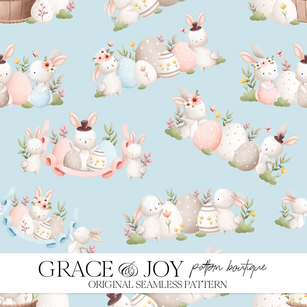 Easter Egg Bunny Seamless Pattern - Cute Bunny, Rabbit, Egg Pattern ...