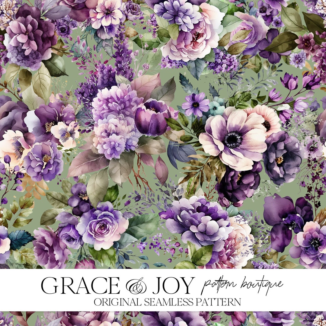 Lilac Watercolor Flowers Seamless Pattern: Delicate, Elegant, Artistic ...