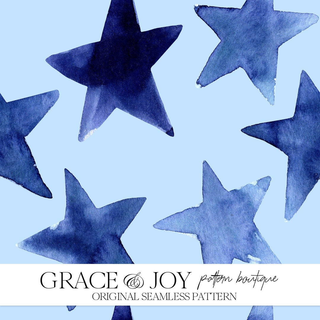 Indigo Blue Stars Seamless Pattern, Digital Download, Print on Demand ...