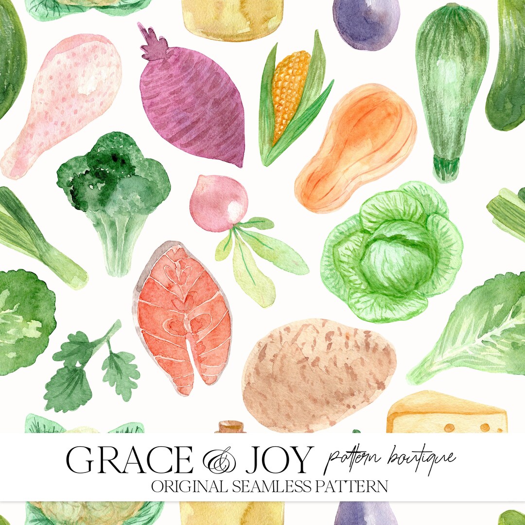 Vegetables Seamless Pattern: Kitchen Decor, Eco-friendly Fabric Design ...