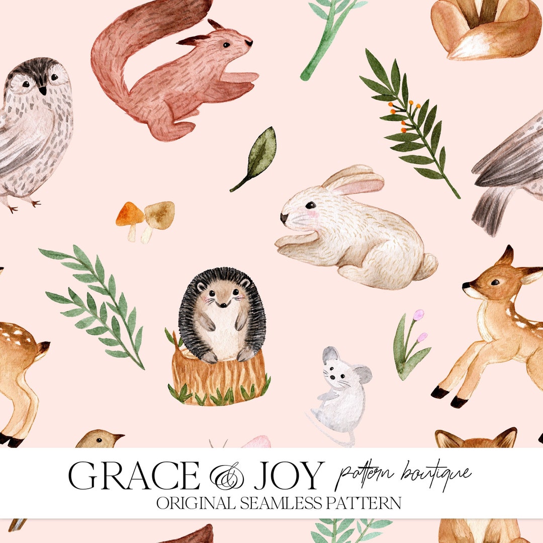 Woodland Animals Seamless Pattern | Forest Critters Design | Nature ...