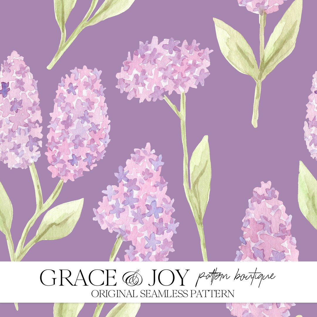 Lilac Syringa Watercolor Seamless Pattern - Fabric Design, Home Décor ...