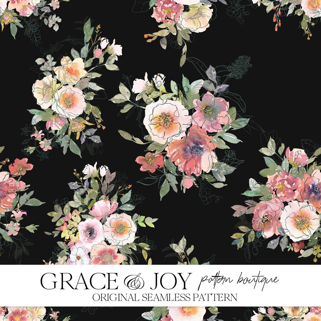 Boho Pink Flowers Seamless Pattern, Commercial Use, Digital Download ...