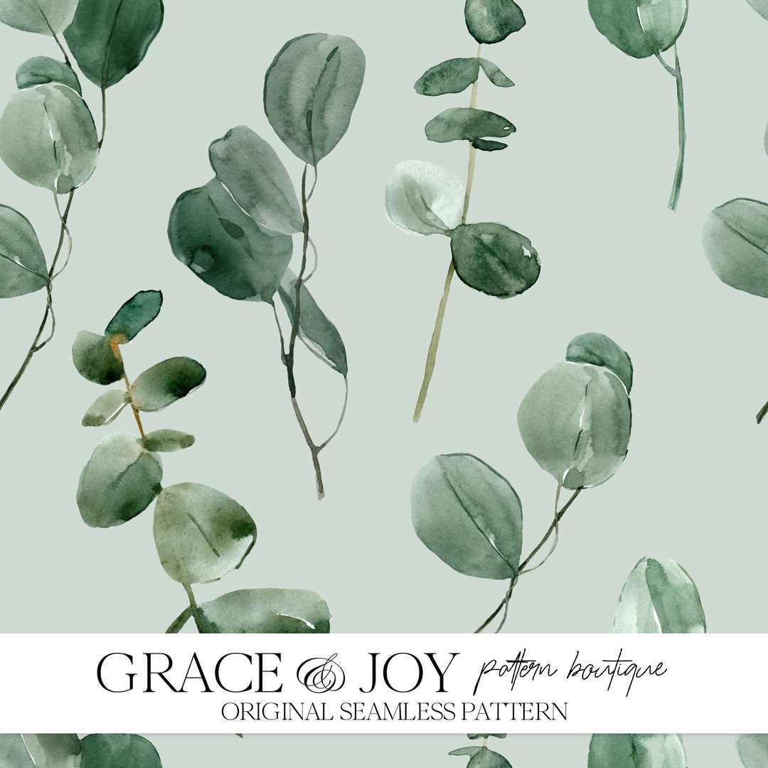 Eucalyptus Leaves Seamless Pattern, Tropical Elegance & Refreshing ...