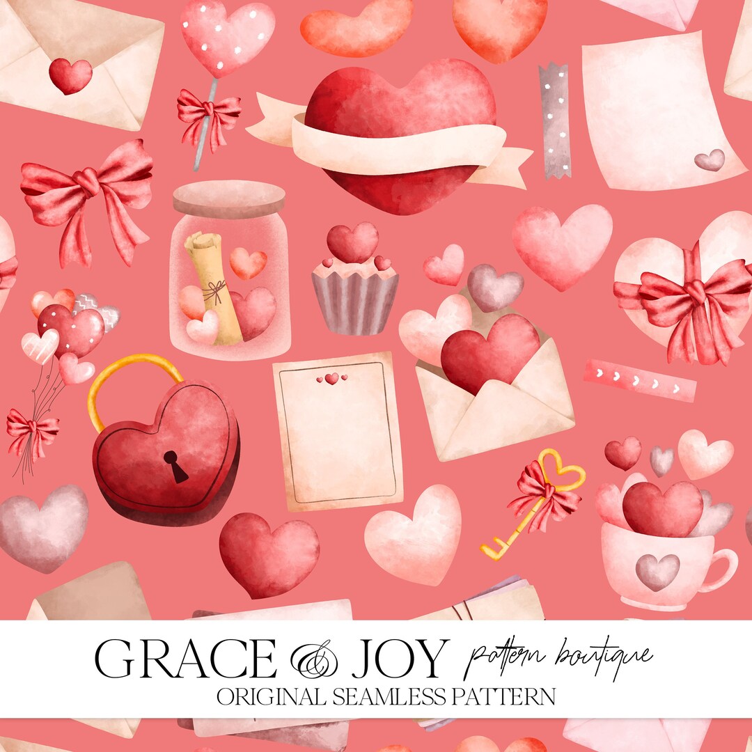 Love Message Seamless Pattern Love, Romance, Valentine, Heart, Message ...