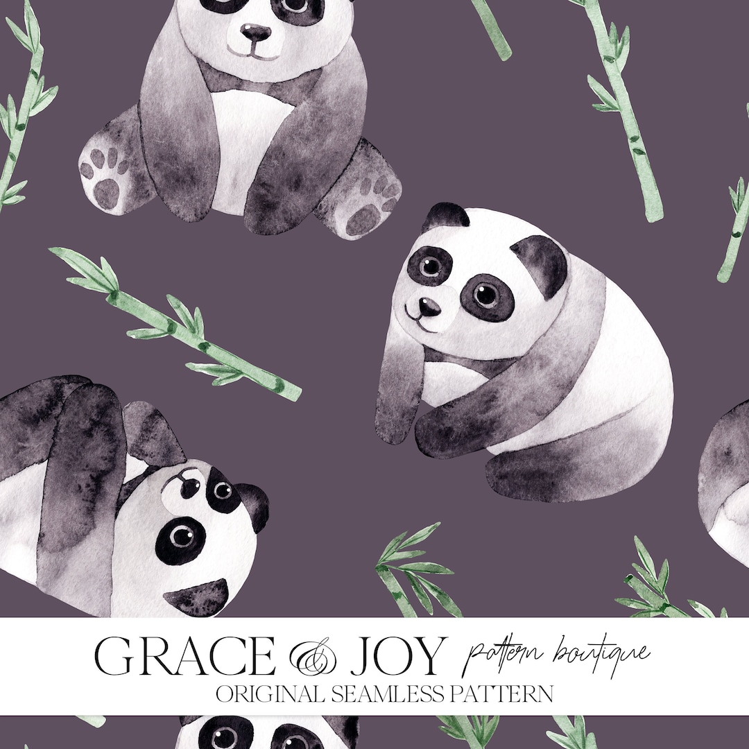 Watercolor Panda Seamless Pattern - Digital Download for Print on ...