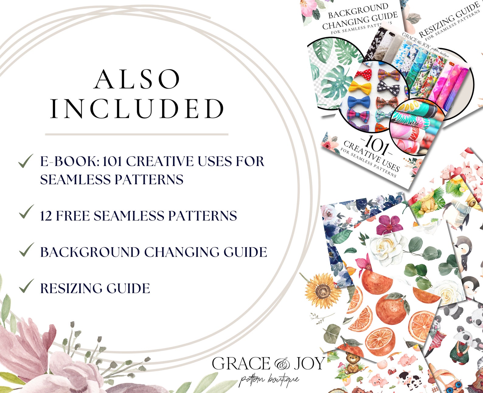 Watercolor Pink Sea Creatures Seamless Pattern | Commercial Use ...