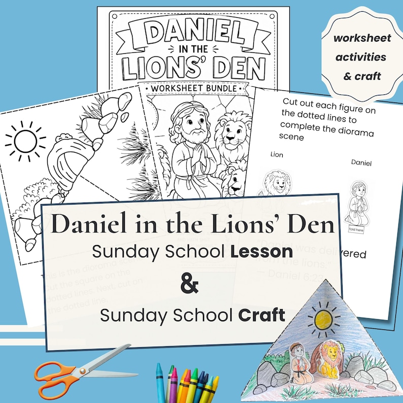 Daniel in the Lions' Den Worksheets Printable, Bible Lesson Activity ...