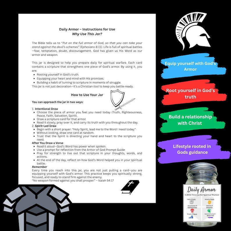 Armor of God Printable Bible Verse Jar Kit: DIY Scripture Jar for ...