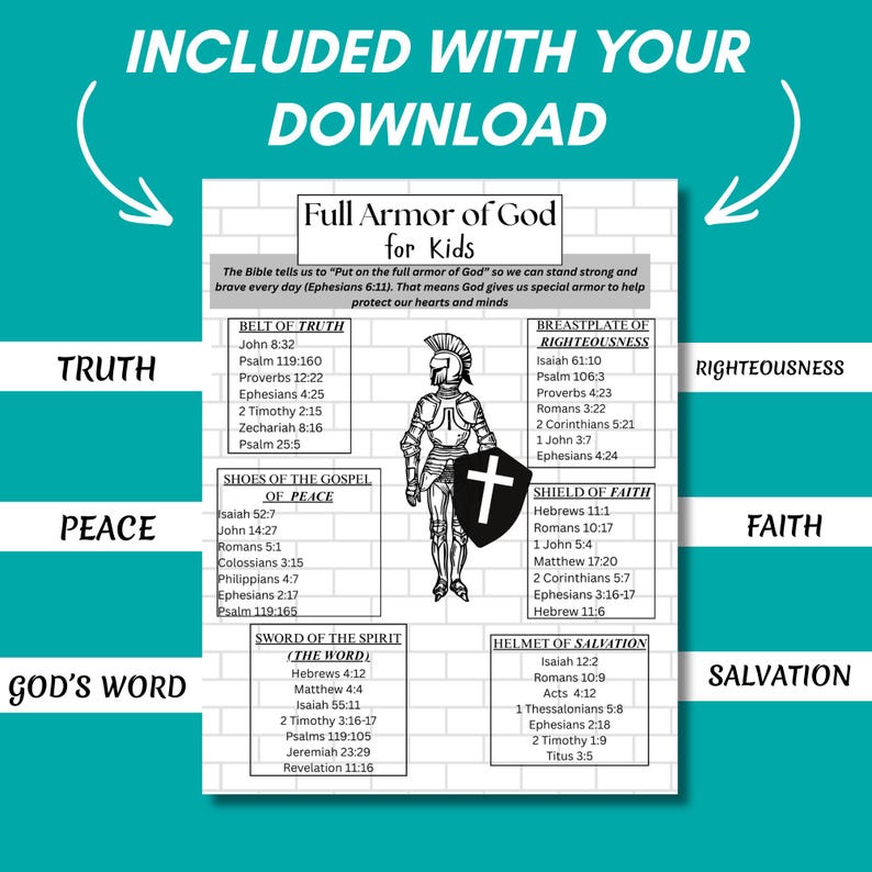 Armor of God for Kids: Printable Bible Verse Jar Kit - Etsy