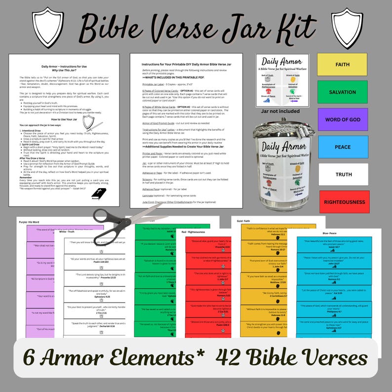 Armor of God Printable Bible Verse Jar Template: Scripture Jar for ...