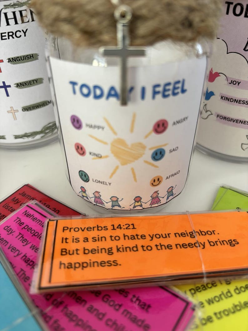 Kids' Bible Verse Jar: Christian Emotions Activity With Journal - Etsy