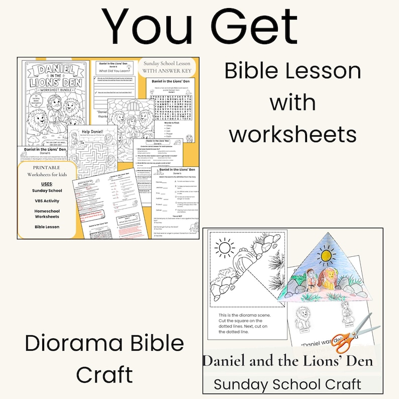 Daniel in the Lions' Den Worksheets Printable, Bible Lesson Activity ...