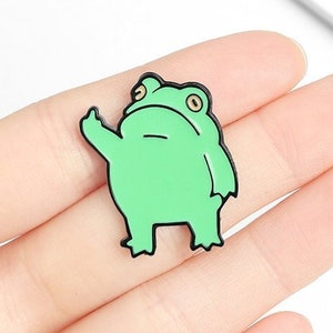 Cute Froggy Pin Cartoon Frog Badge, Middle Finger, Cool Animal Brooches ...