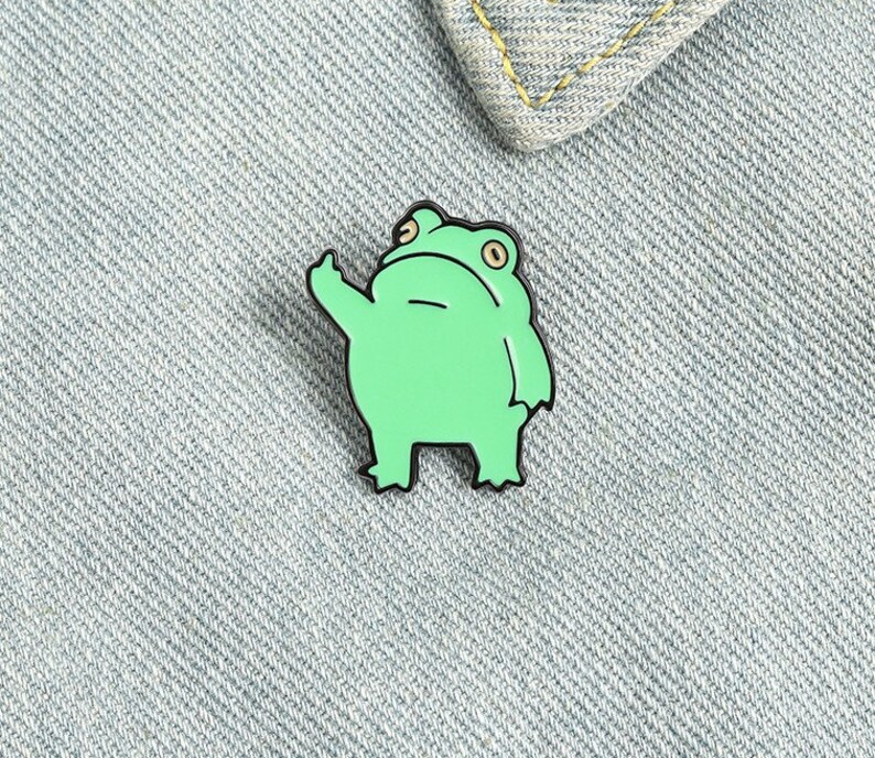 Cute Froggy Pin Cartoon Frog Badge, Middle Finger, Cool Animal Brooches ...