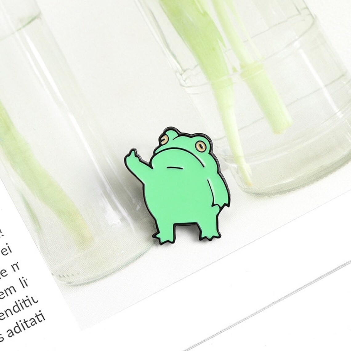 Cute Froggy Pin Cartoon Frog Badge, Middle Finger, Cool Animal Brooches ...