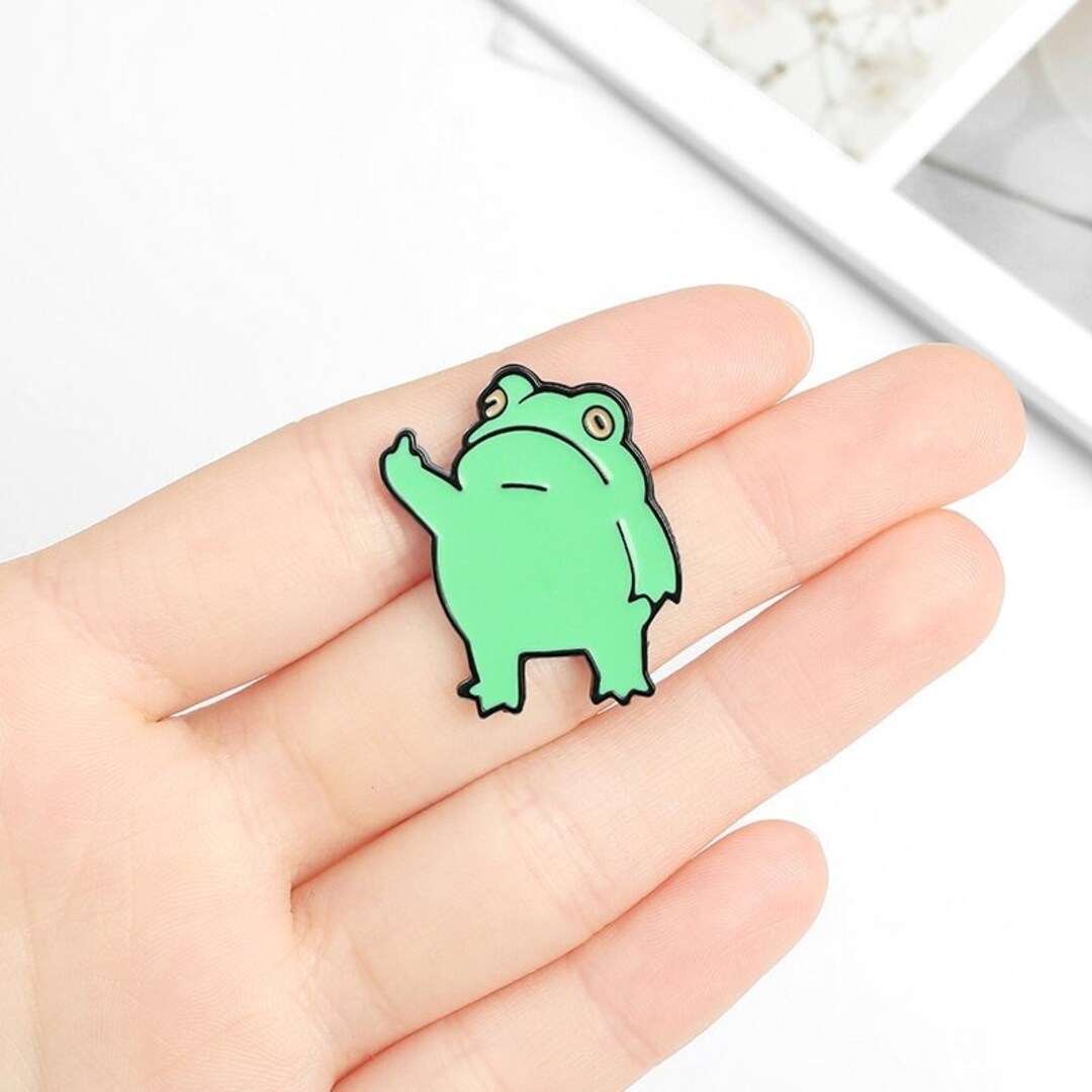 Cute Froggy Pin Cartoon Frog Badge, Middle Finger, Cool Animal Brooches ...