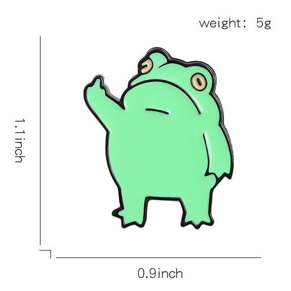 Cute Froggy Pin Cartoon Frog Badge, Middle Finger, Cool Animal Brooches ...