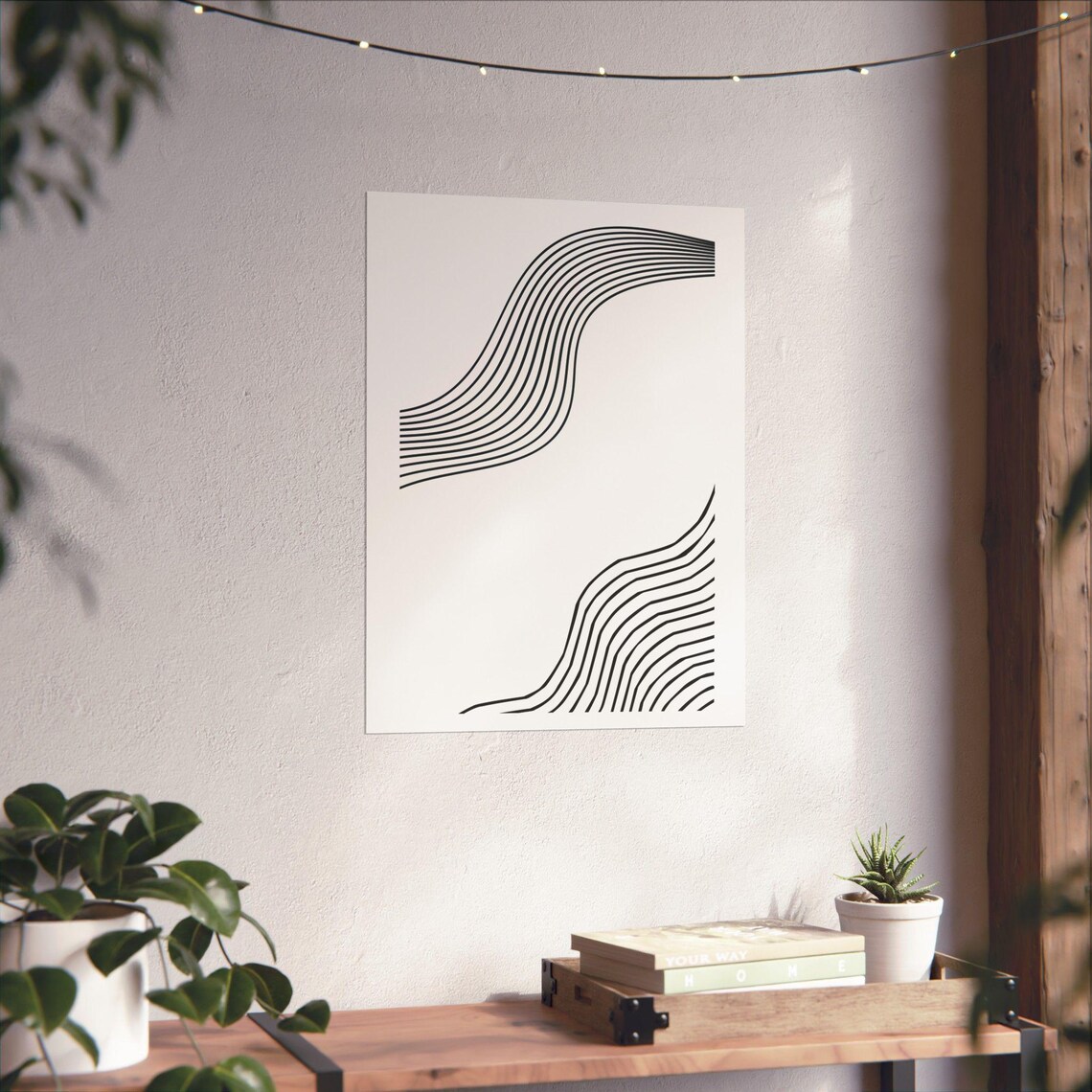 Modern Abstract Line Art Print, Minimalist Wall Decor, Black and White ...