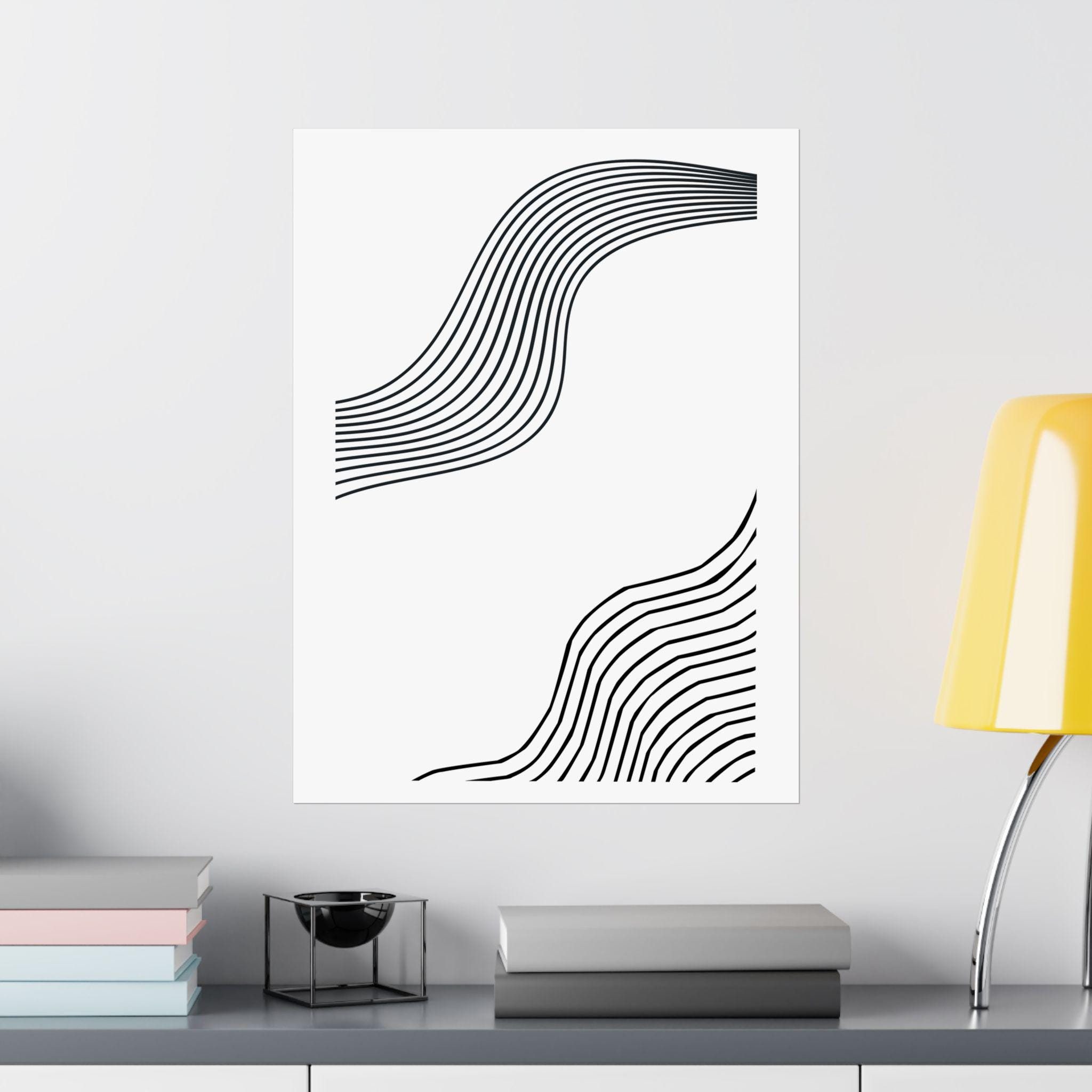 Modern Abstract Line Art Print, Minimalist Wall Decor, Black and White ...