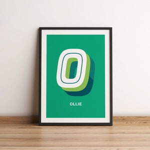 Personalised Bright Bold Initial Letter Art Print Monogram | Etsy