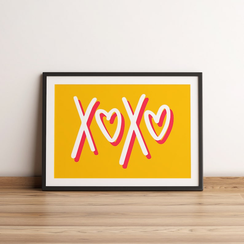 XOXO Hugs and Kisses Art Print, XOXO Green Word Art, Hugs and Kisses ...