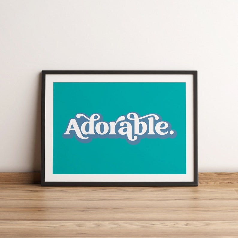 Blue Adorable Word Art Vibrant Unframed Print Typographic - Etsy