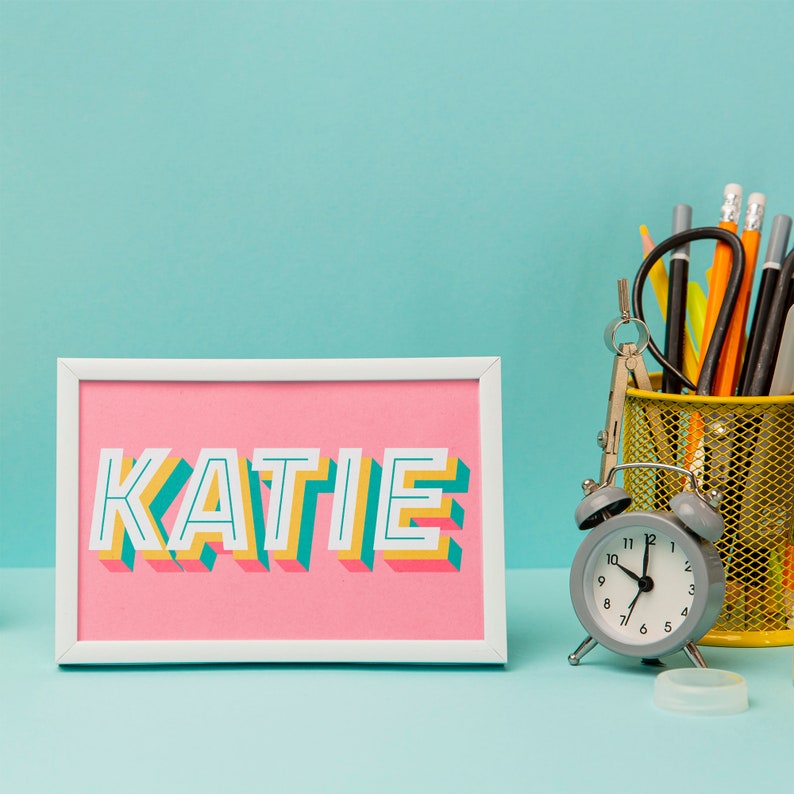 Personalised Bright, Bold Name Letter Art Print | Alphabet Letter Name ...