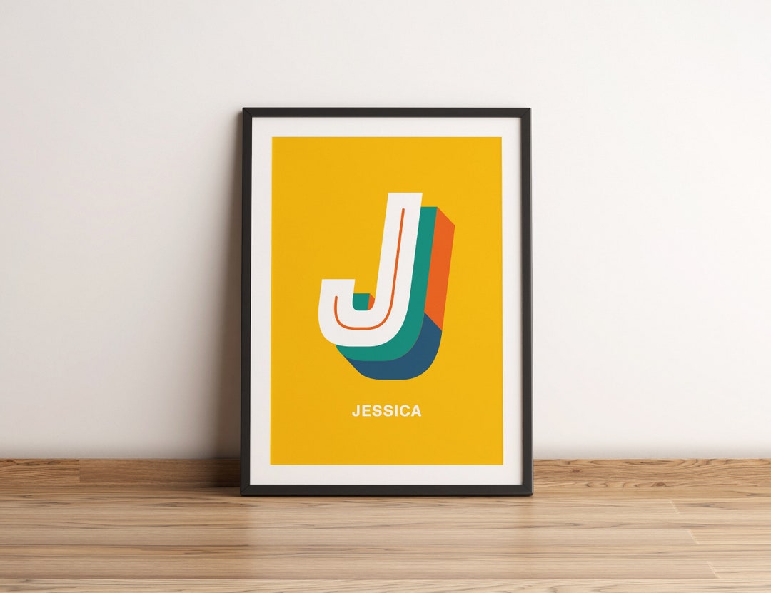 Personalised Bright, Bold Initial Letter Art Print, Monogram, Alphabet ...