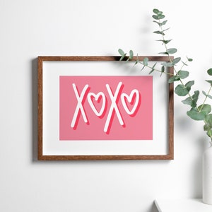 XOXO Hugs and Kisses Art Print, XOXO Green Word Art, Hugs and Kisses ...