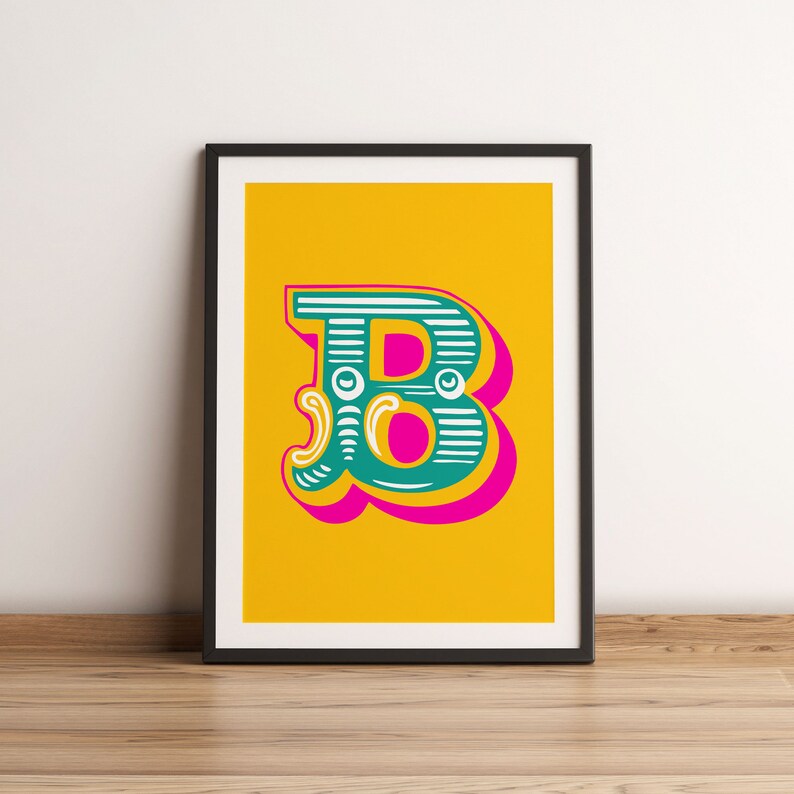 Letter Carnival Circus Monogram Art Print, Personalised Monogram ...