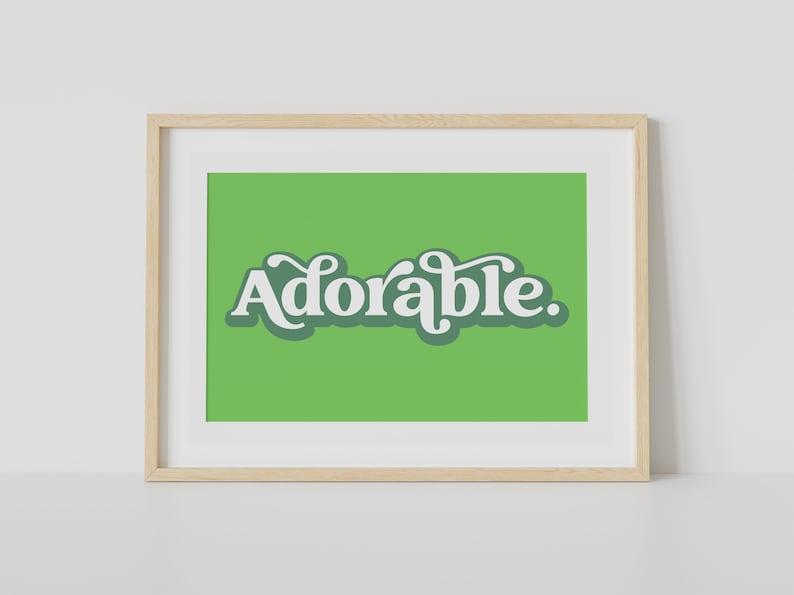 Blue Adorable Word Art Vibrant Unframed Print Typographic - Etsy