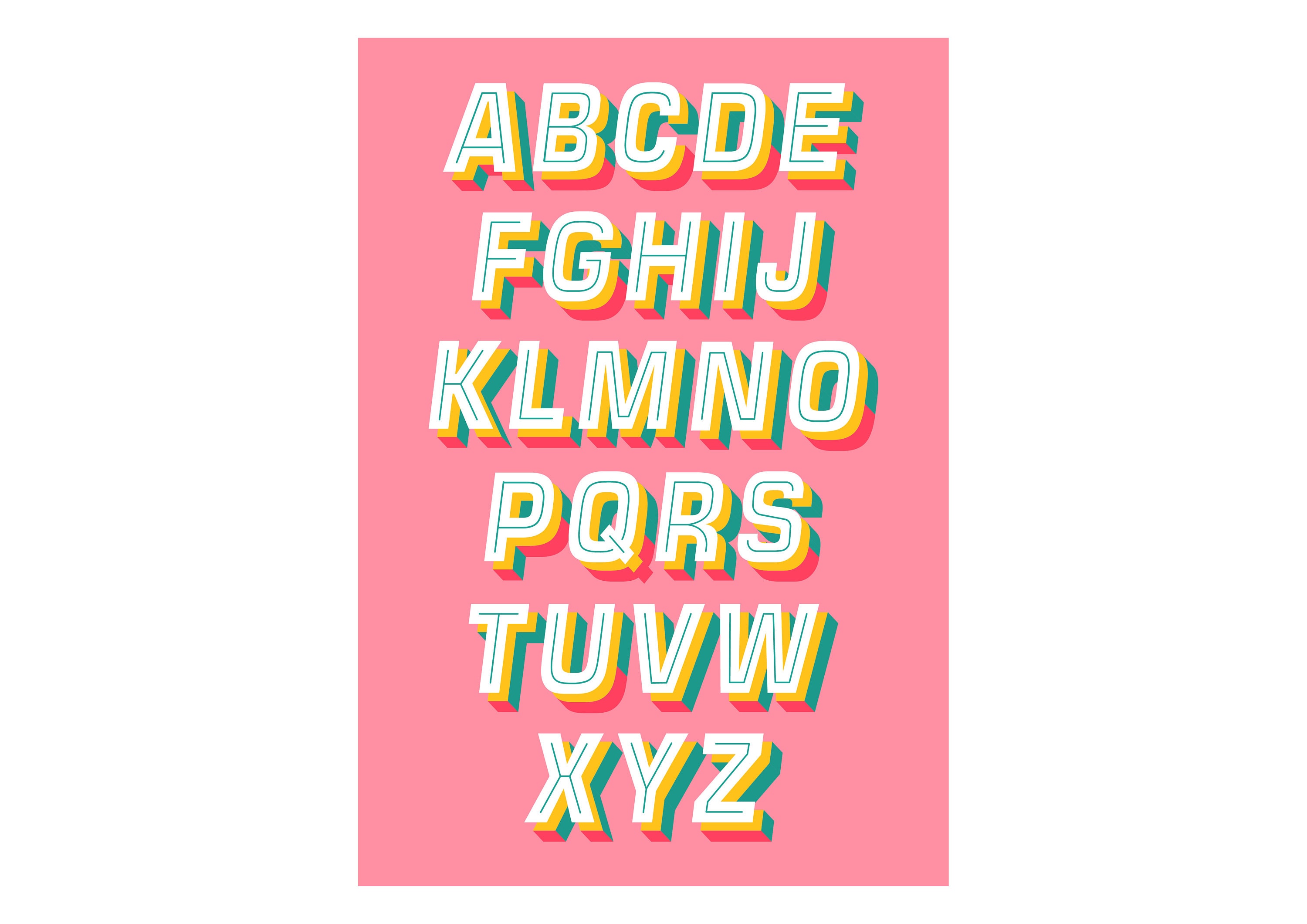 Personalised Bright Bold Name Letter Art Print Alphabet - Etsy