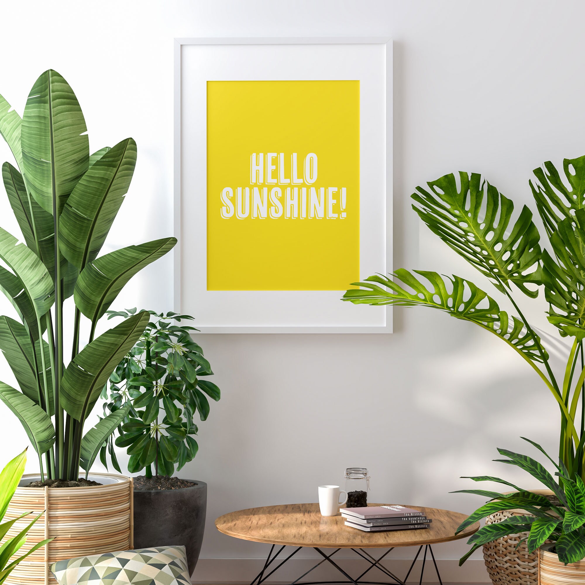 Hello Sunshine Word Art Print, Bold and Bright Typographic Art ...