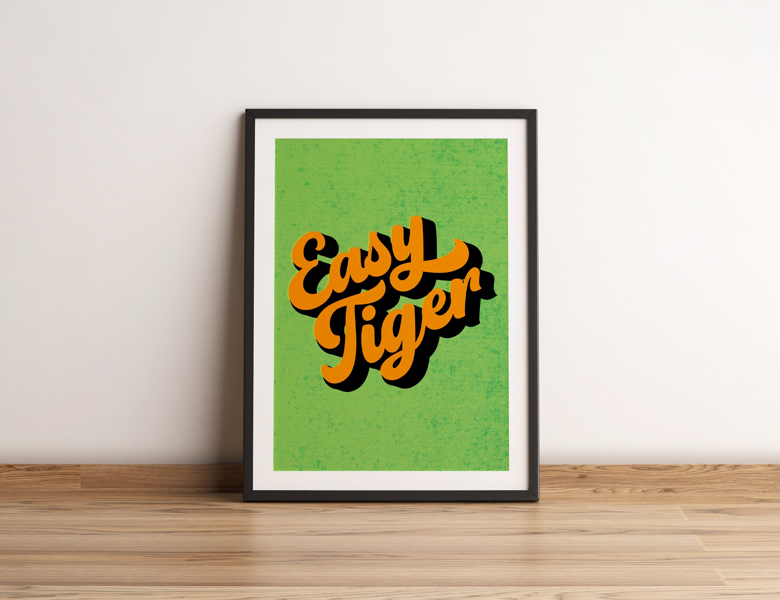 Easy Tiger Retro Halftone Word Art Print Bold and Bright | Etsy