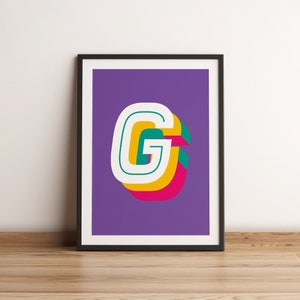 Personalised Bright, Bold Initial Letter Art Print, Monogram Alphabet ...