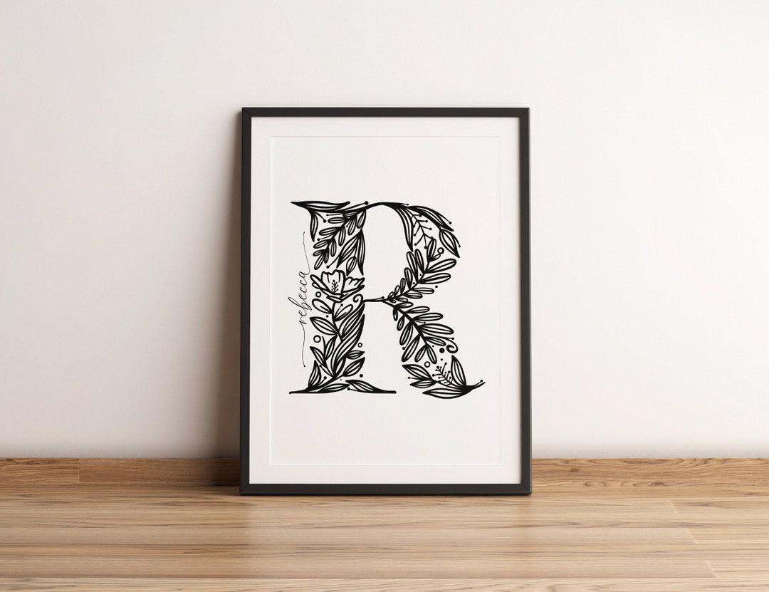 Personalised Floral Initial Print Letter Art Monogram - Etsy