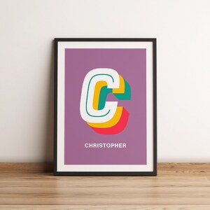 Personalised Bright Bold Initial Letter Art Print Monogram - Etsy